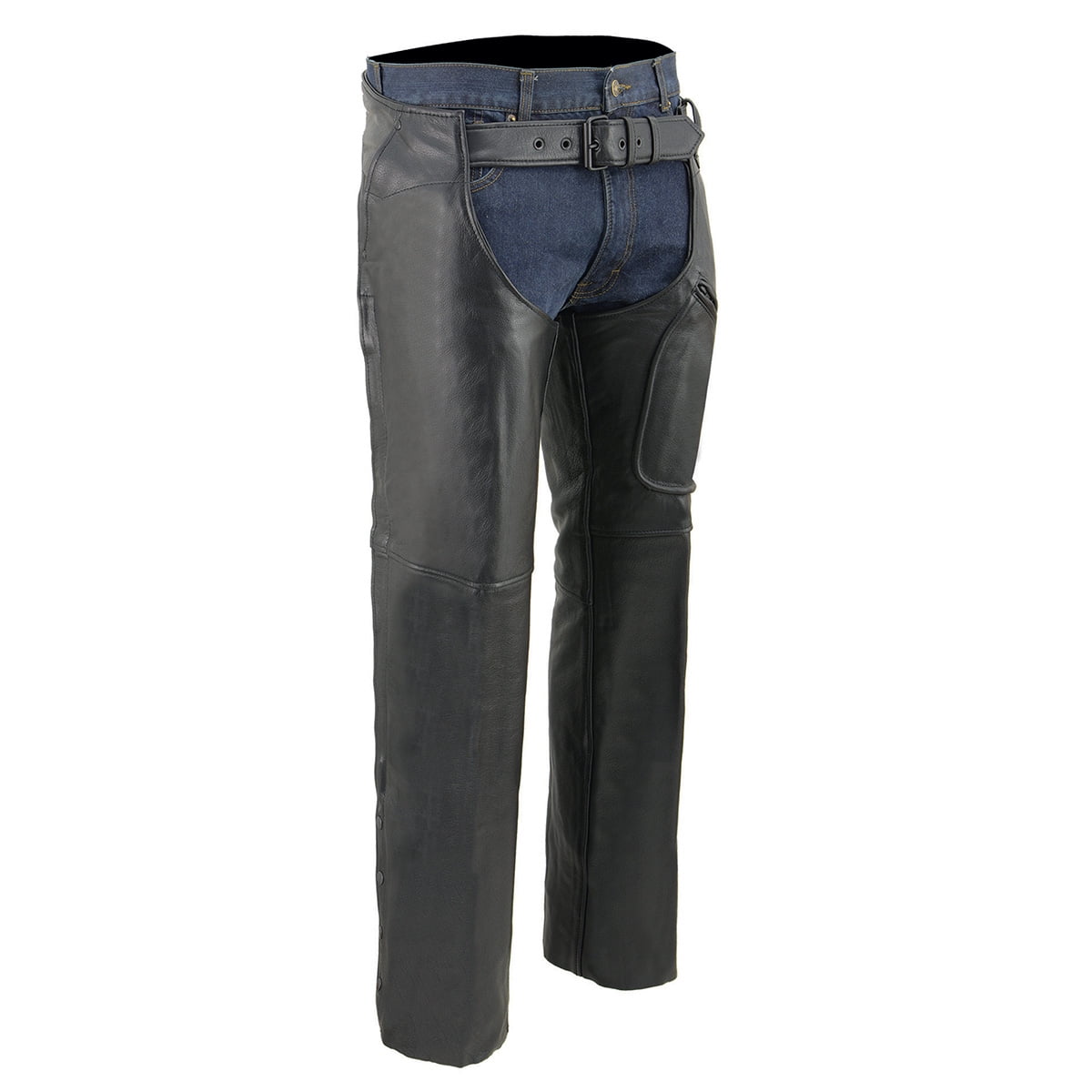 Milwaukee Leather Chaps for Men's Black Leather 3-Front Pockets- Thigh ...