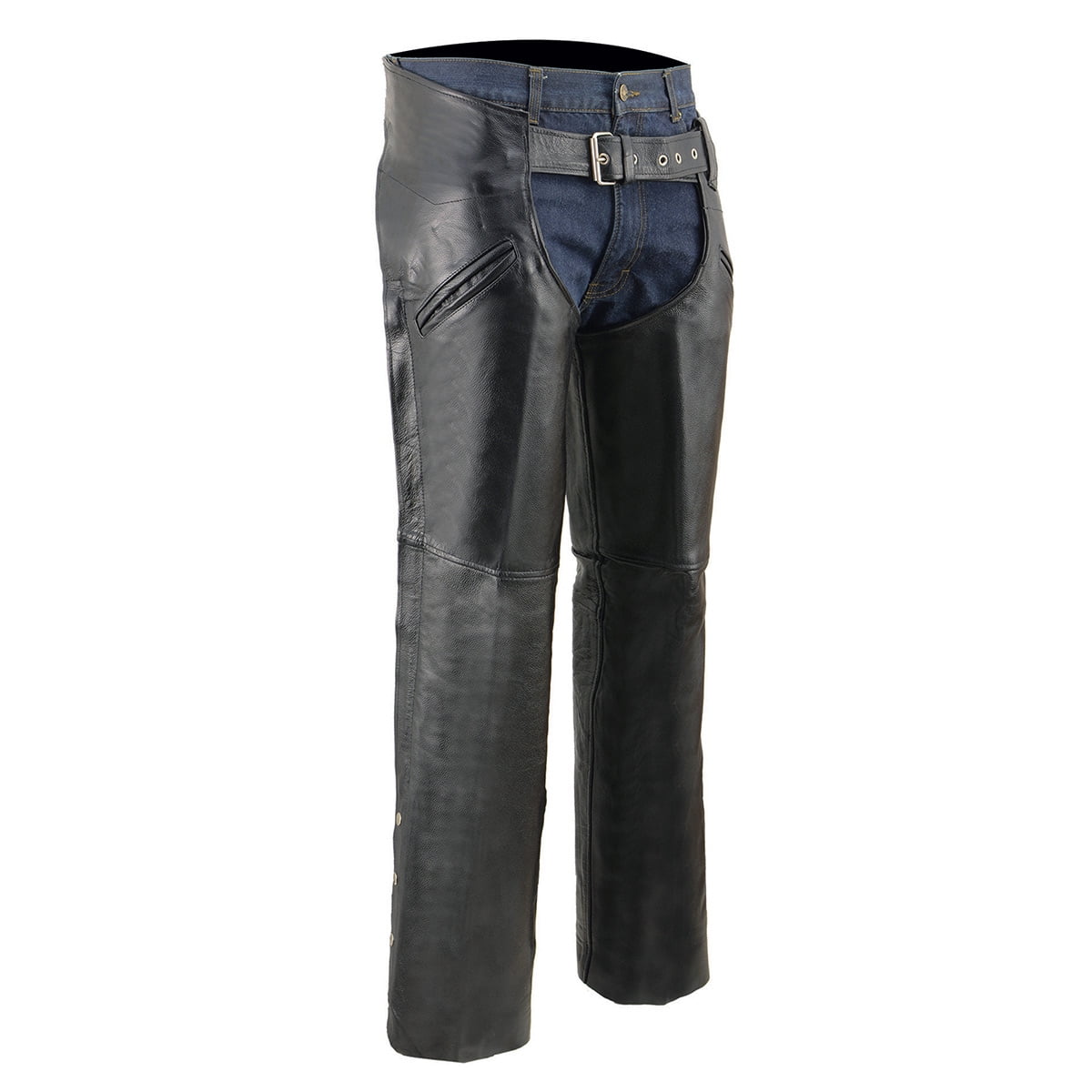 Milwaukee Leather Chaps for Men's Black Premium Leather - Slash Pockets ...