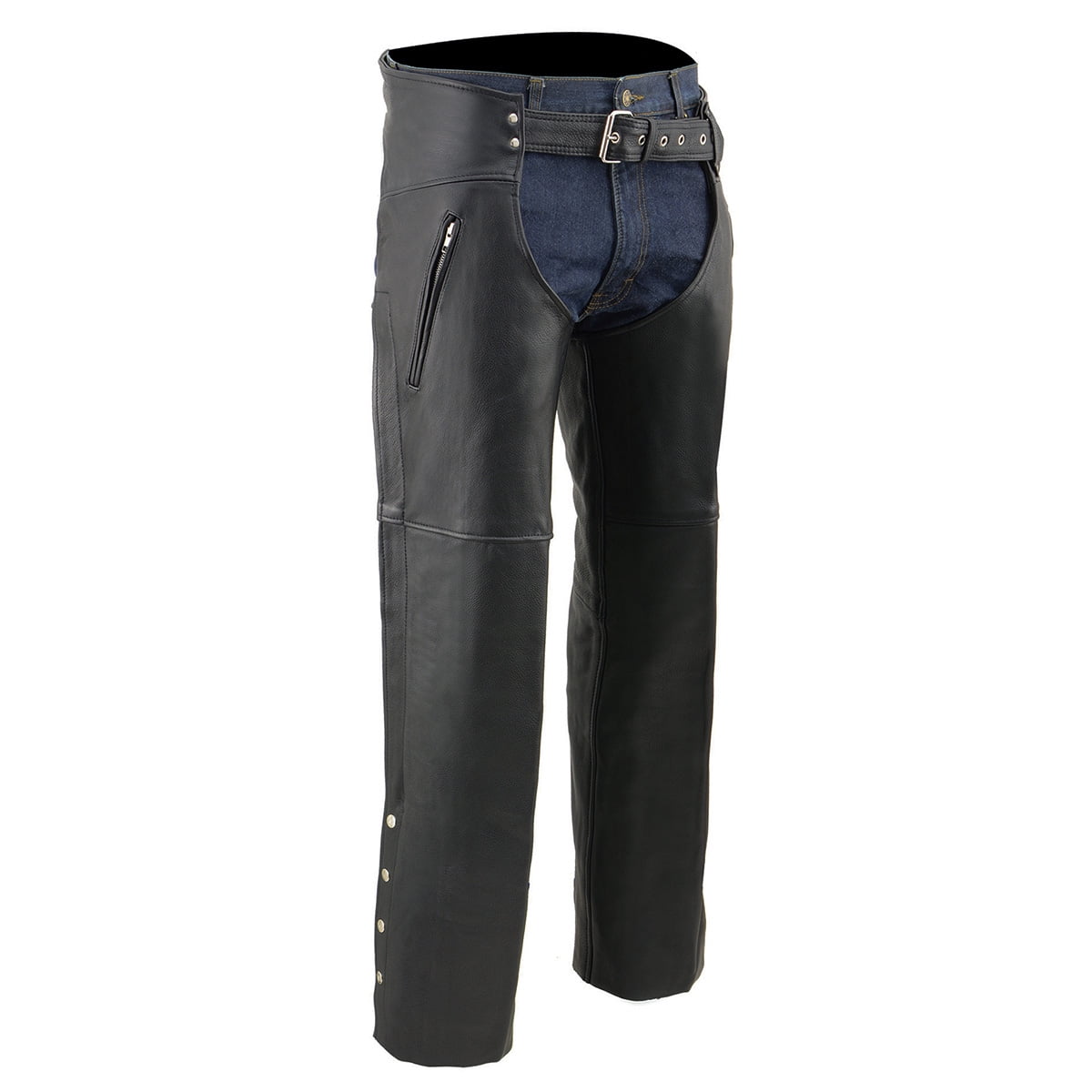 Milwaukee Leather Chaps for Men's Black Prime Leather Zipped Thigh ...