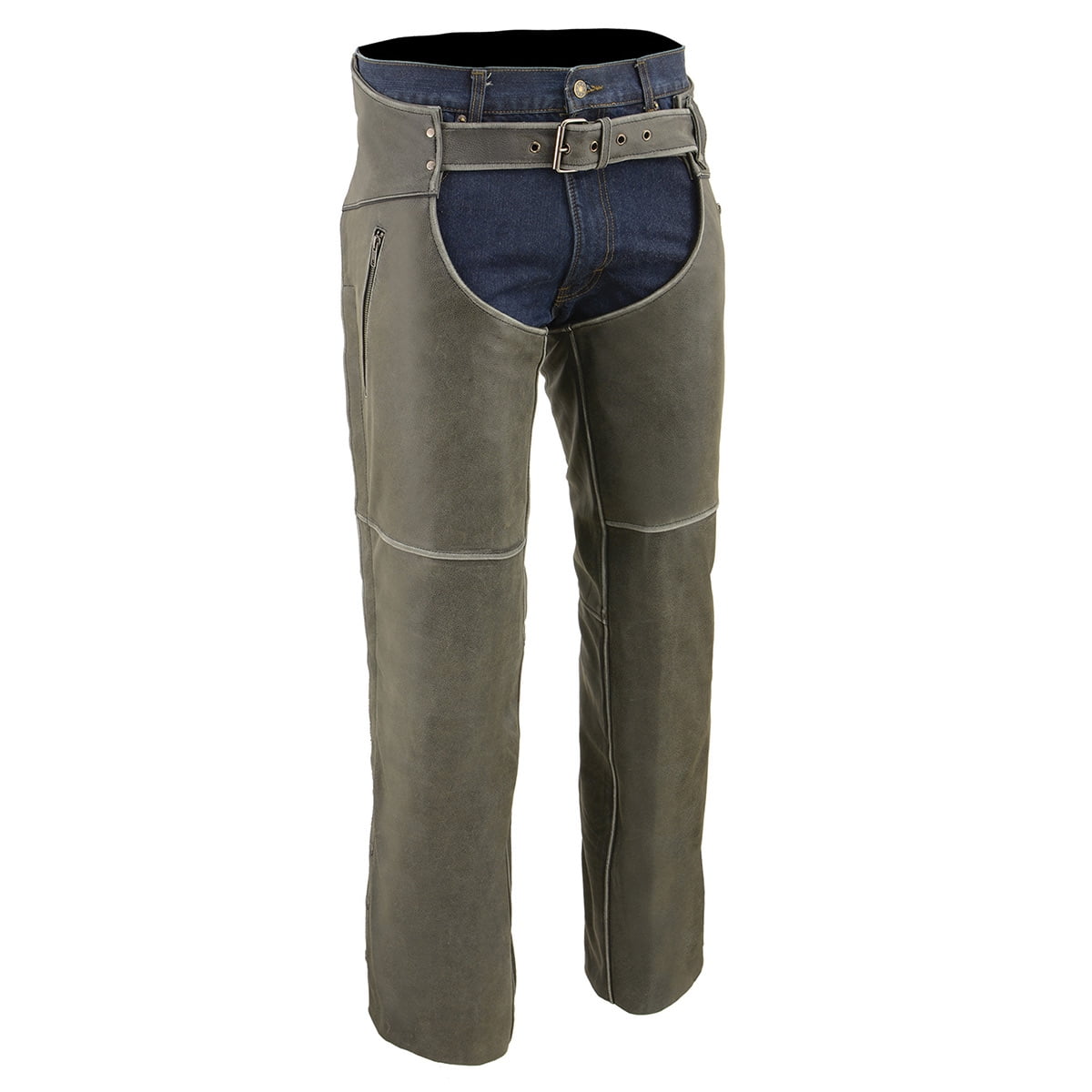 Milwaukee Leather Chaps for Men's Vintage Grey Slate Leather - Deep ...
