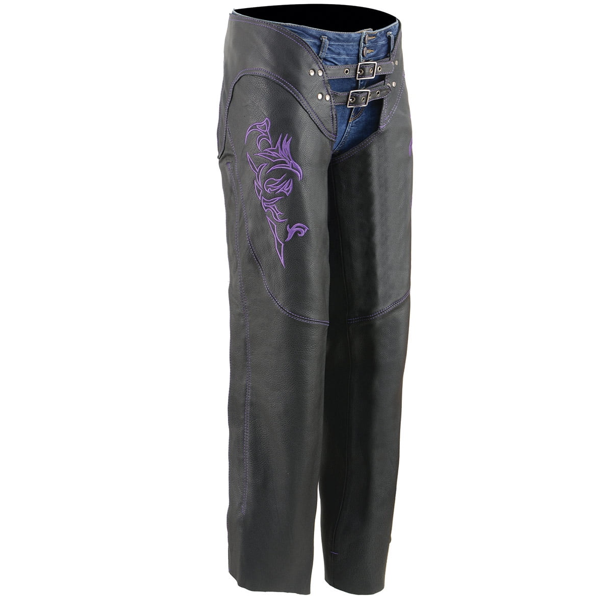 Milwaukee Leather Chaps for Women Black and Purple Low-Rise Waist ...