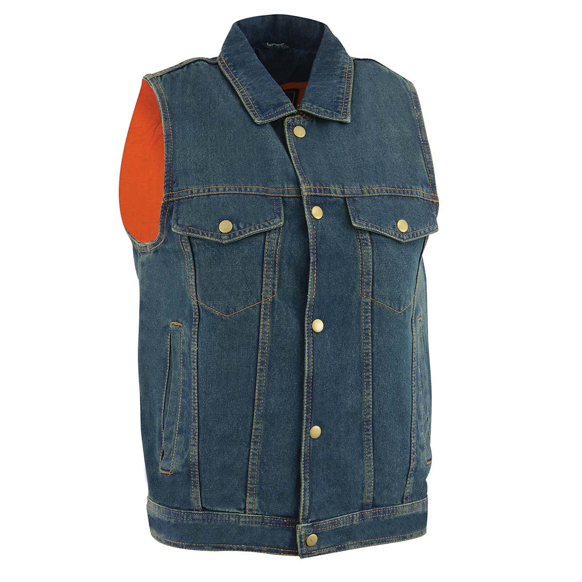 Milwaukee Leather DM1331 Men's Blue Denim Motorcycle Biker Riders Vest ...