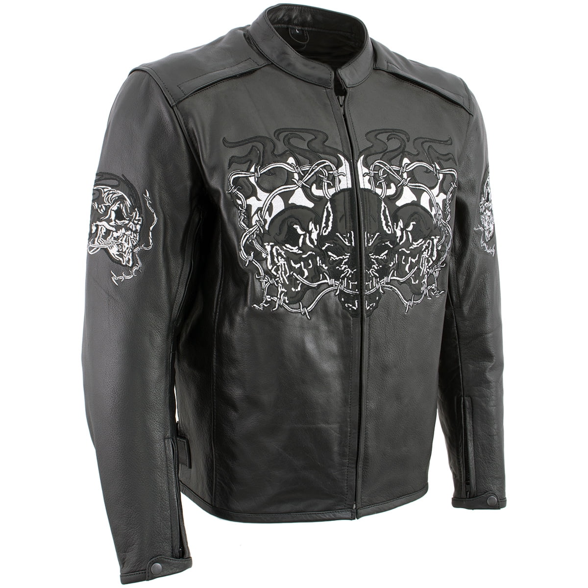 Milwaukee Leather LKM17008 Men's Premium Black Reflective Skulls ...