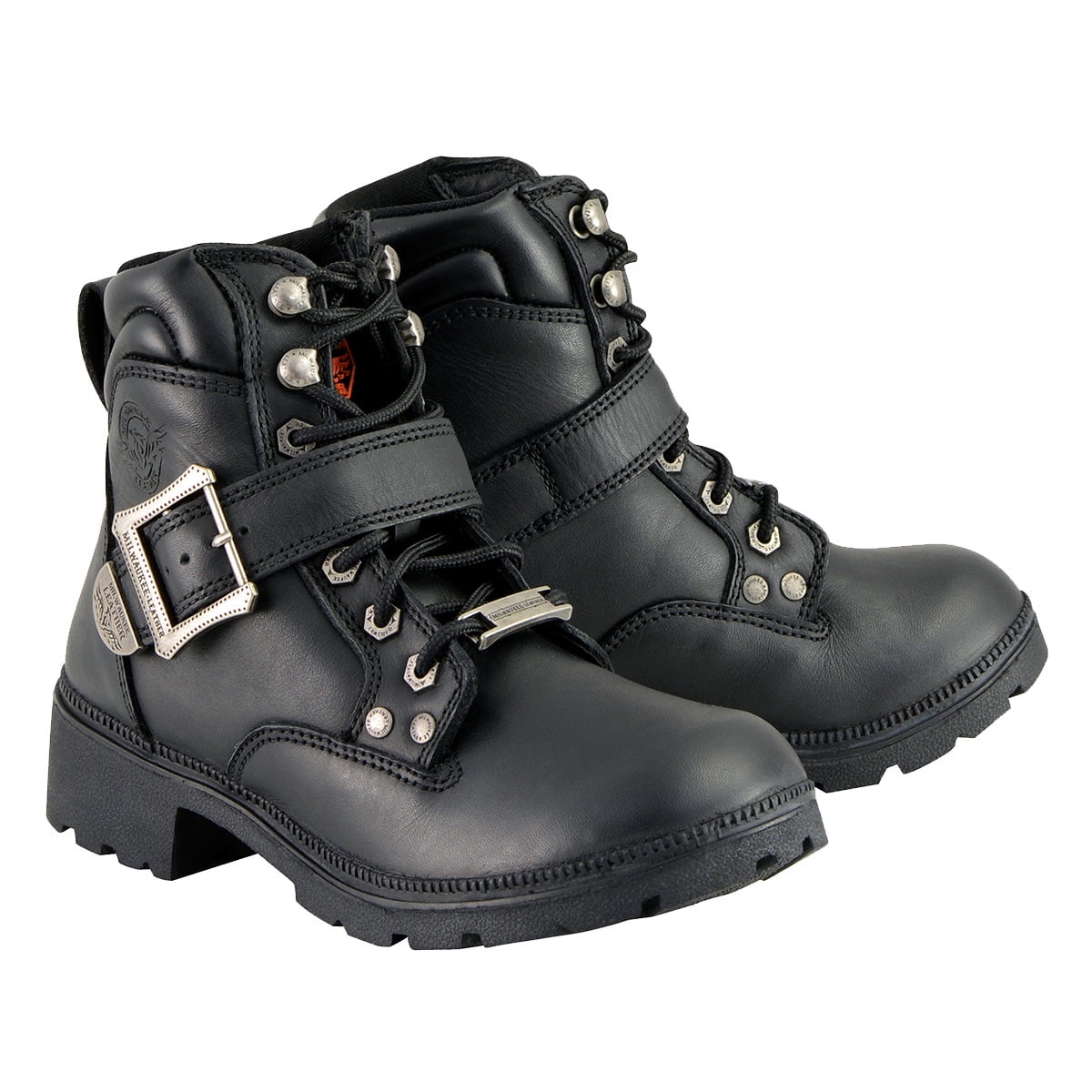 Milwaukee Leather MBL9310 Women's Lace-Up Black Leather Engineer ...