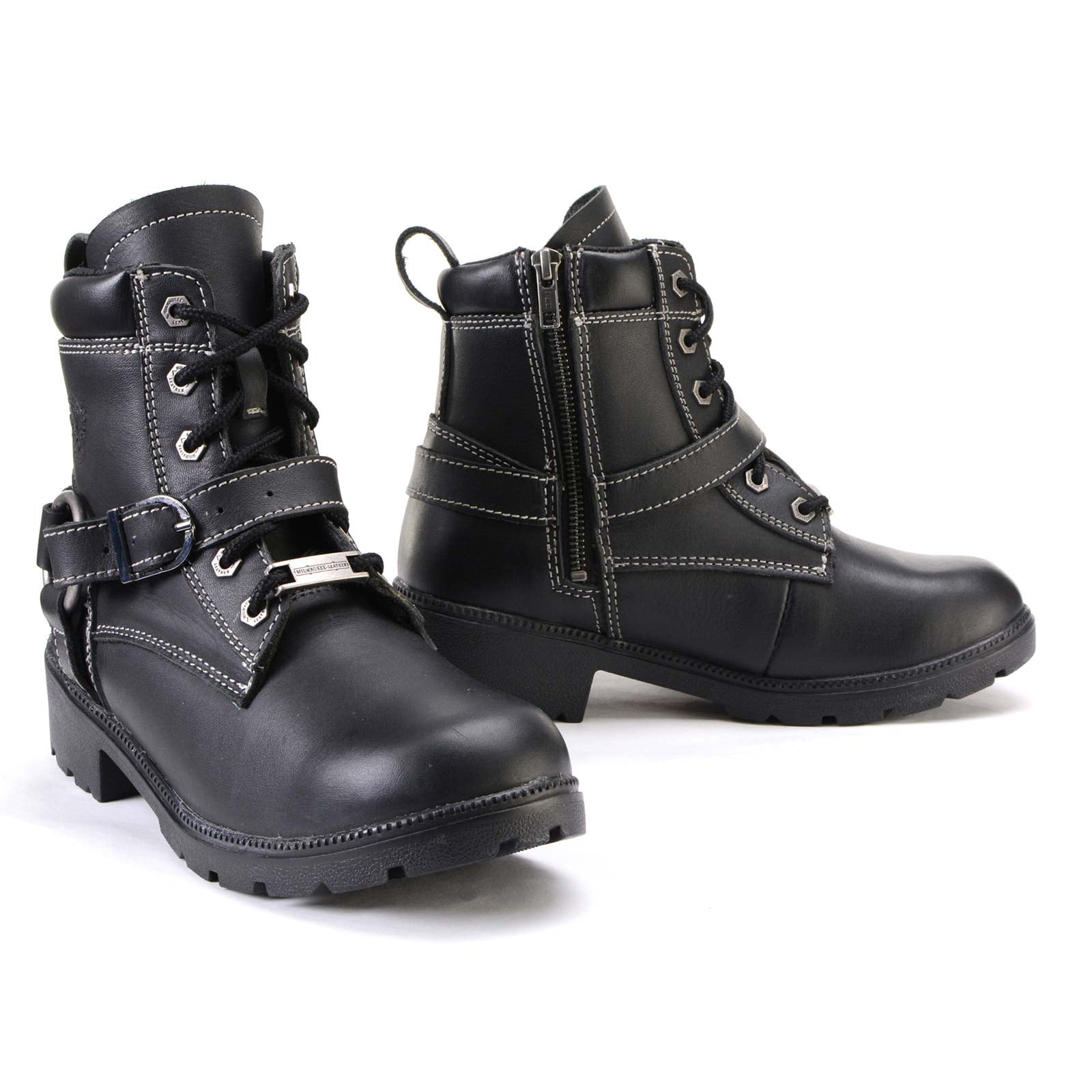 Milwaukee Leather MBL9312 Women's Black Leather Lace-Up 7-Inch Harness ...