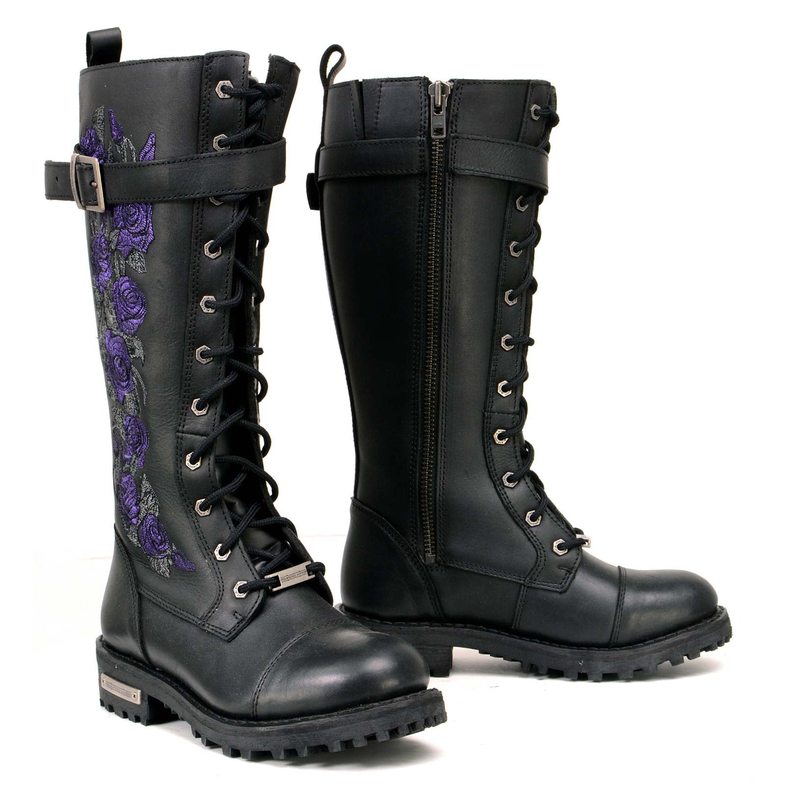 Milwaukee Leather MBL9357 Women's Black 14” Tall Motorcycle Boots Lace ...