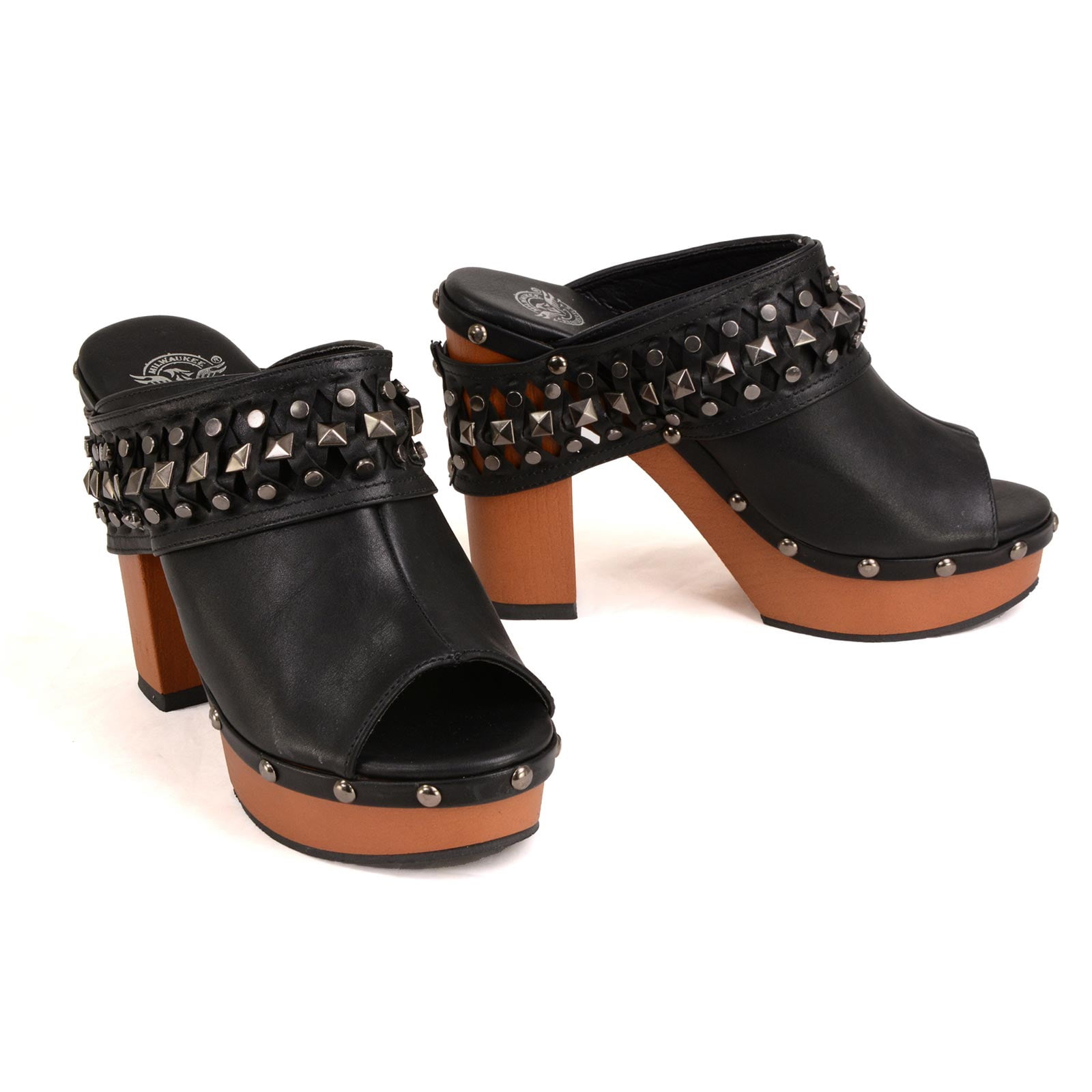 Milwaukee Leather MBL9415 Women's Black Peep-Toe Platform Fashion ...