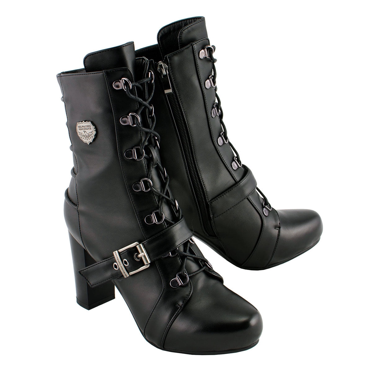 Milwaukee Leather MBL9431 Women's Black Lace-Up Fashion Boots with ...