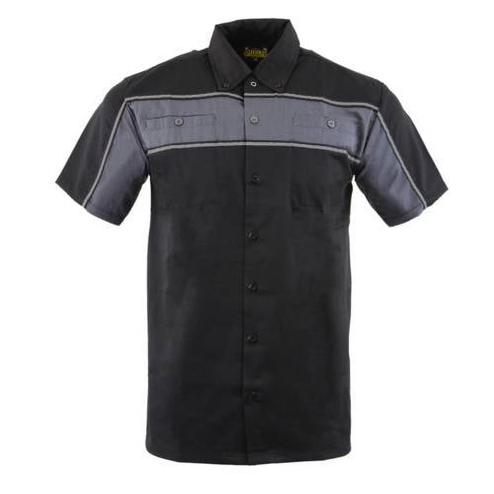 Milwaukee Leather MDM11672.01 Men's Black and Grey Button Up Heavy-Duty ...