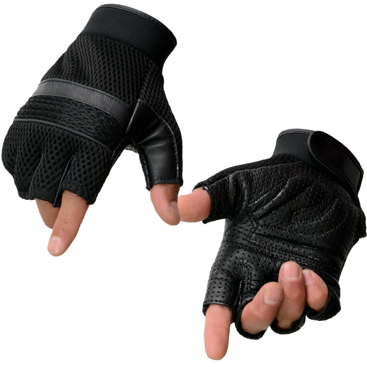 Milwaukee Leather MG7504 Men's Black Perforated Mesh Gel Palm ...