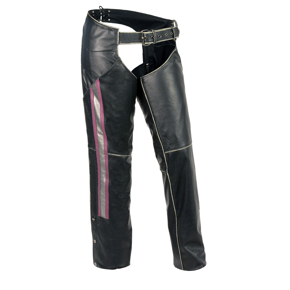 Milwaukee Leather MLL6515 Women's 'Pink Stripe' Classic Black Rub-Off ...