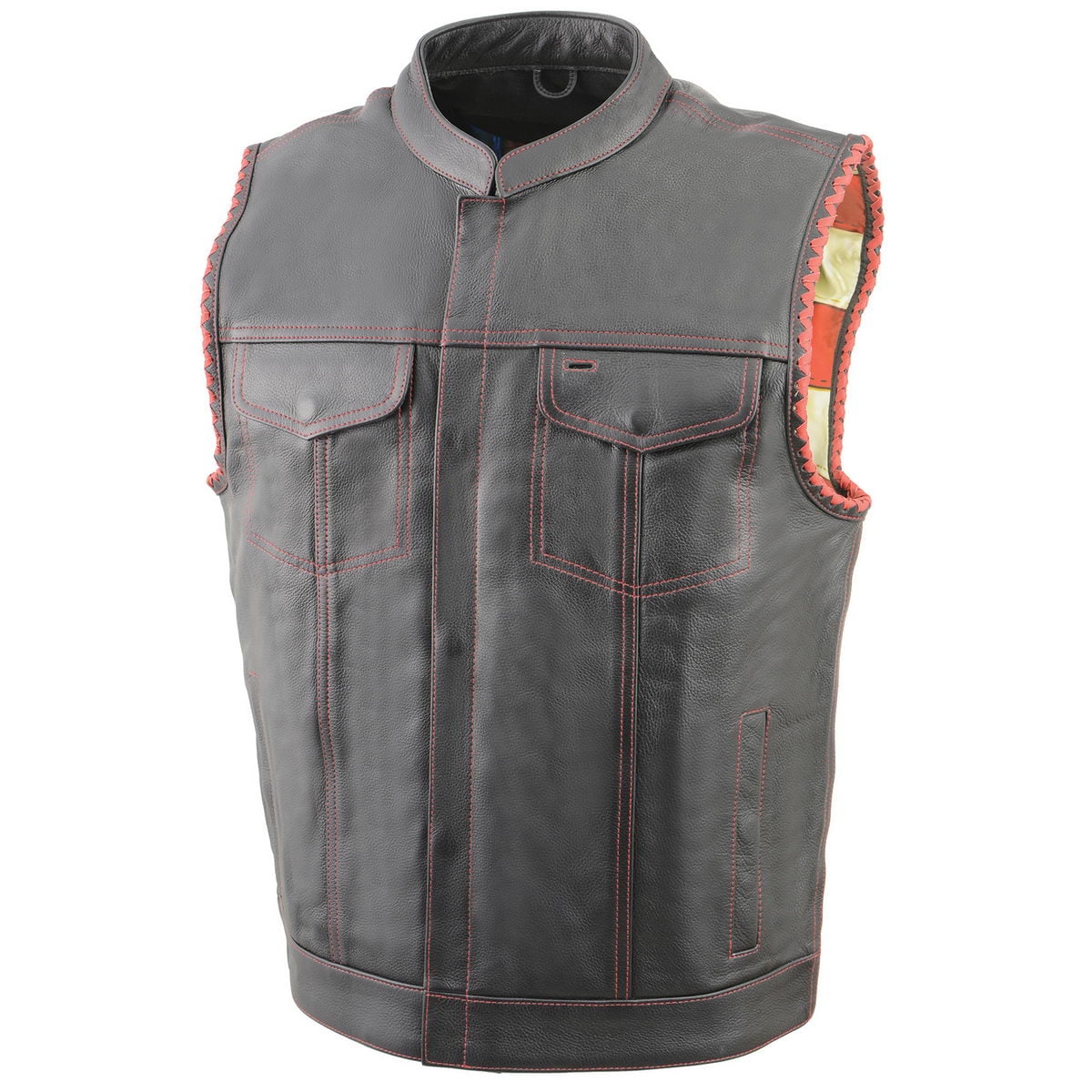 Milwaukee Leather MLM3506 Men's Black Premium Leather Vest - Old Glory ...