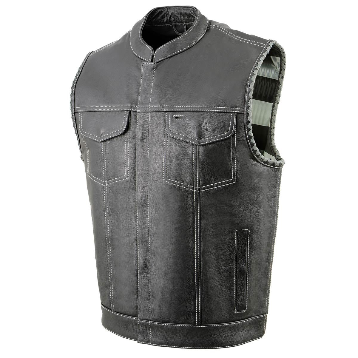Milwaukee Leather MLM3507 Men's Old Glory Black Premium Leather Club ...