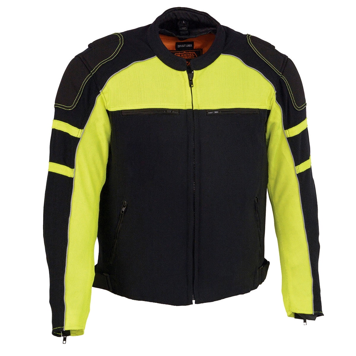Milwaukee Leather MPM1791 Men's Black and Neon Green Armored Textile ...
