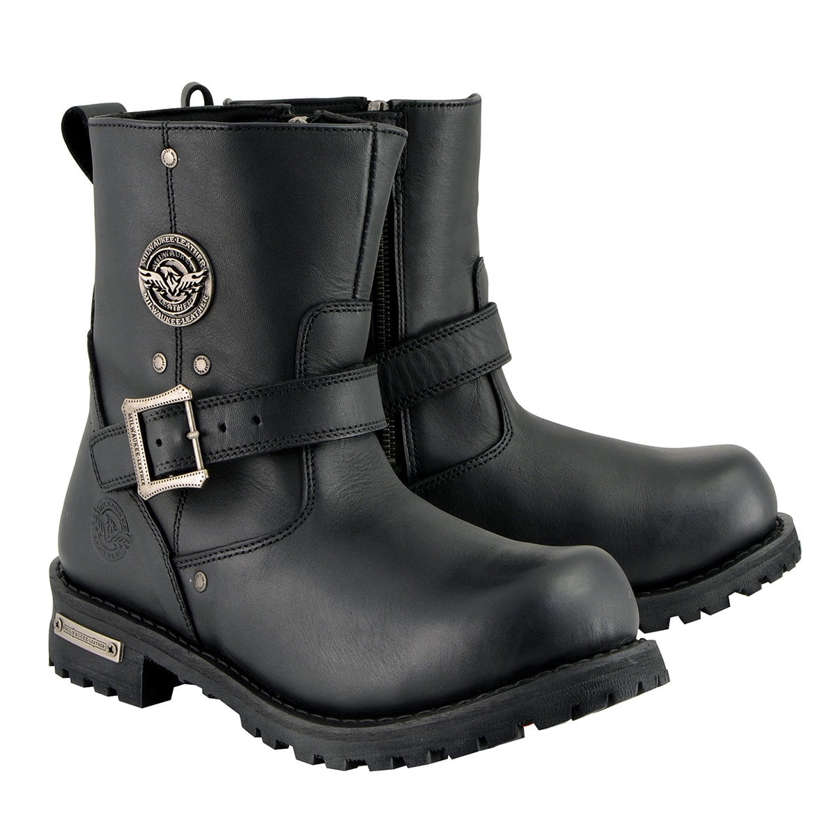 Milwaukee Leather Men's Black Leather 6-inch Classic Engineer ...
