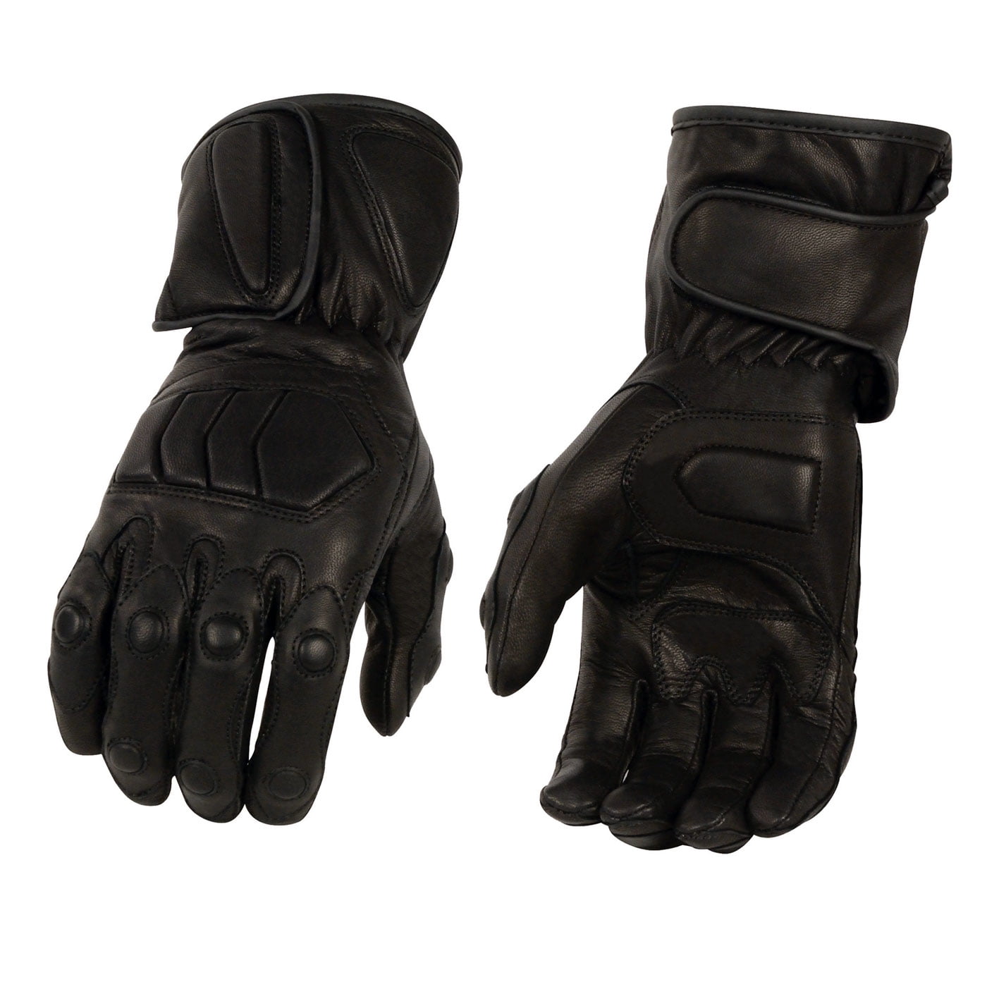 Milwaukee Leather Men's Black Leather Waterproof Gauntlet Motorcycle ...