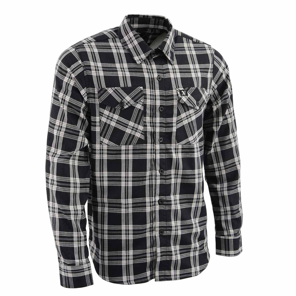 Milwaukee Leather Men's Flannel Plaid Shirt Black and White Long Sleeve ...