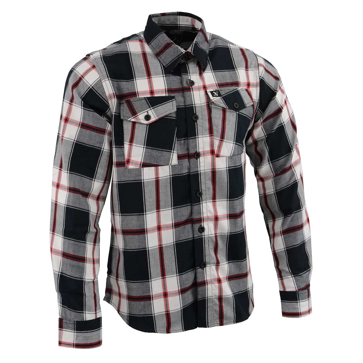 Milwaukee Leather MNG11625 Men's Flannel Plaid Black and White with Red ...