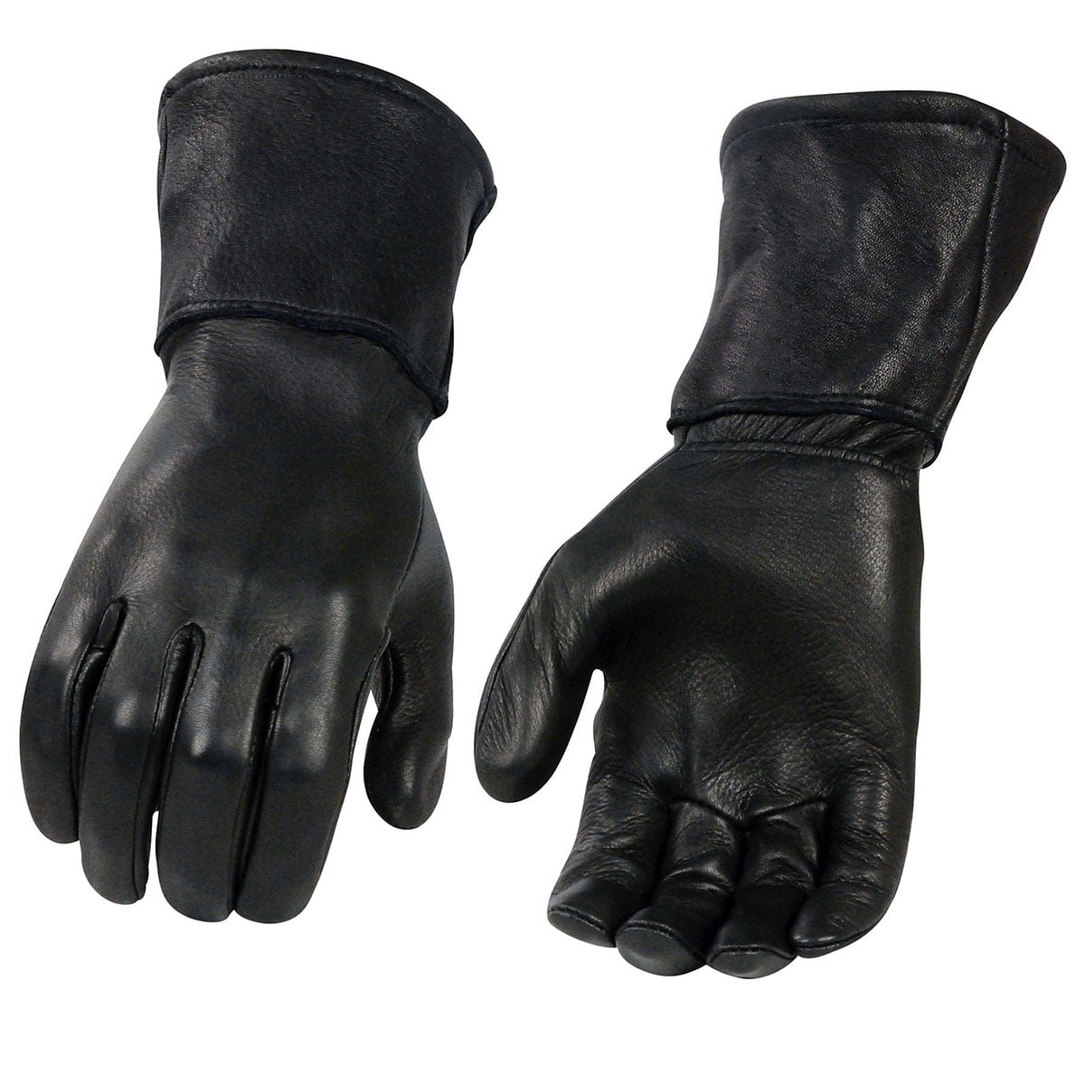 Milwaukee Leather Men's Gauntlet Motorcycle Hand Gloves- Black Deerskin ...