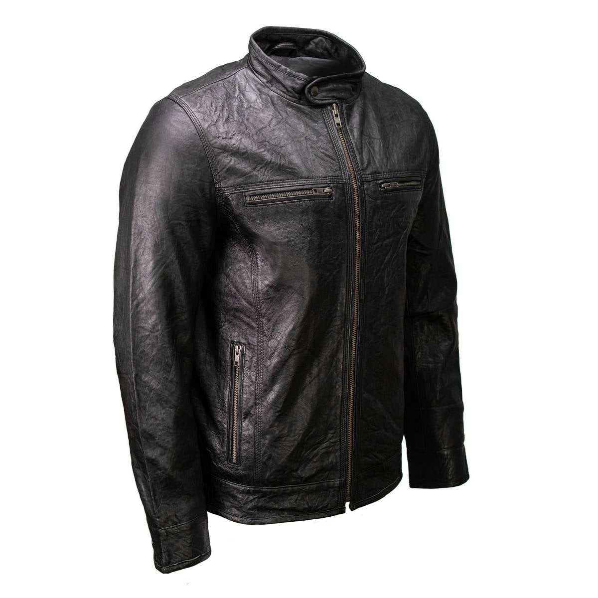 Milwaukee Leather SFM1866 Men's Classic Black Premium Leather Motorcycle Style Jacket with ...