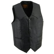 Maxam Medium Buffalo Leather Motorcycle Vest for Men - Stylish, Fuel ...