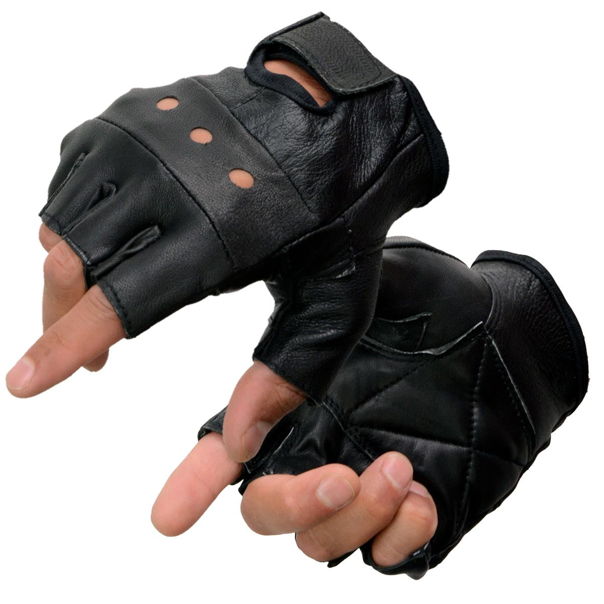 Milwaukee Leather SH355 Men's Motorcycle Black Leather Fingerless ...