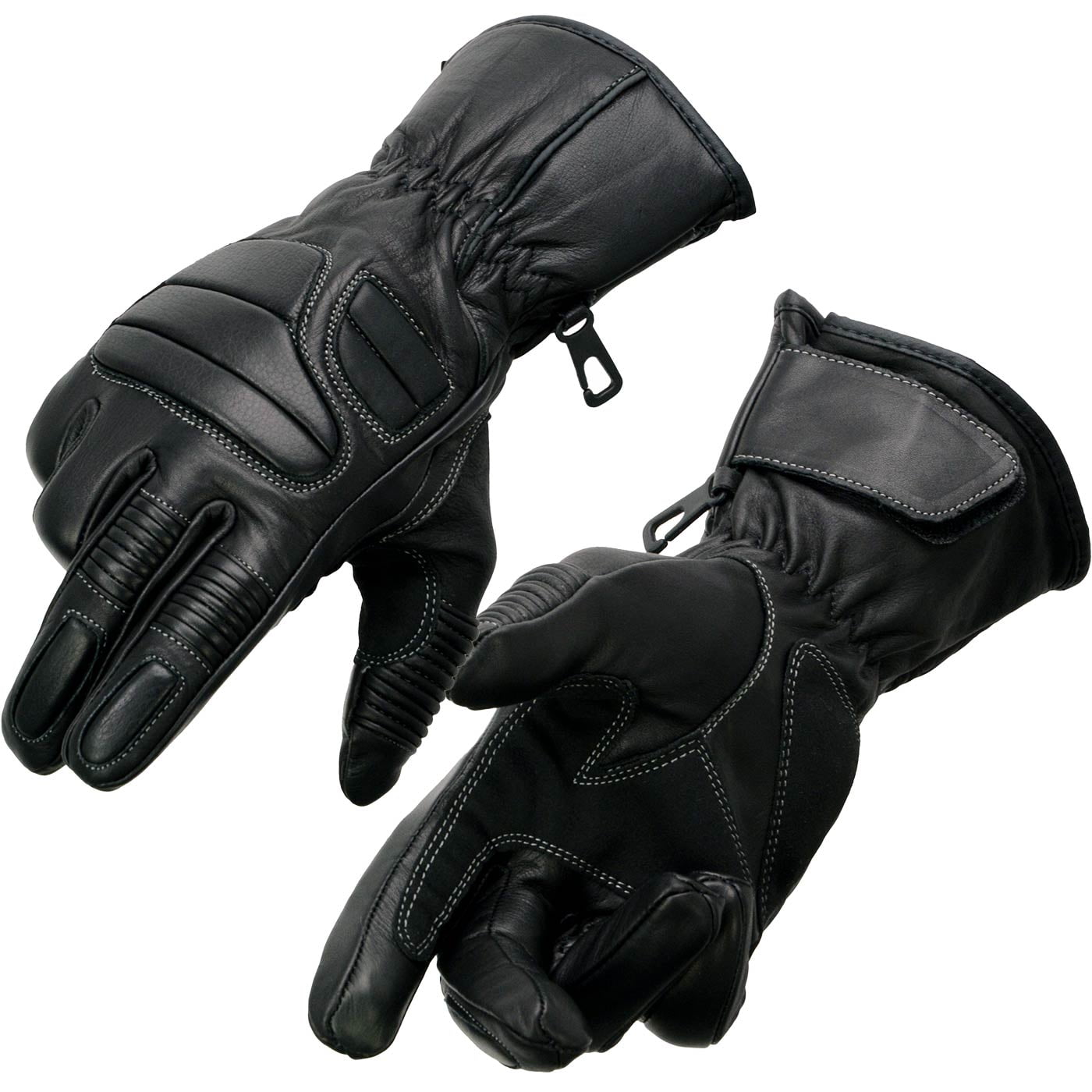 Milwaukee Leather SH607 Men's Black Leather Gauntlet Padded Back Racing ...