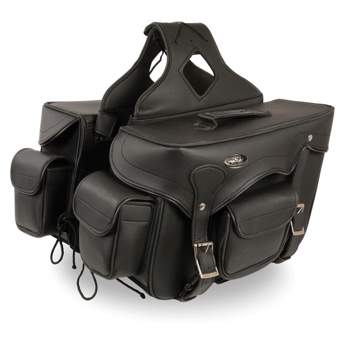 Milwaukee Leather SH66602 Zip-Off Double Pocket Studded PVC Throw Over ...