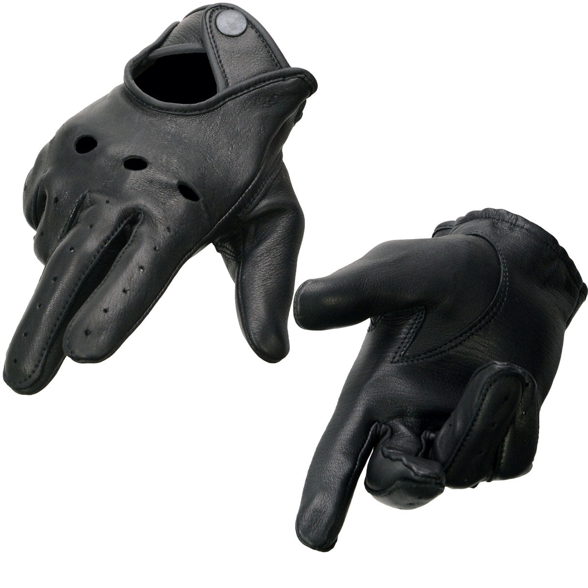 Milwaukee Leather SH868 Men's Open Knuckle USA Deerskin Black ...