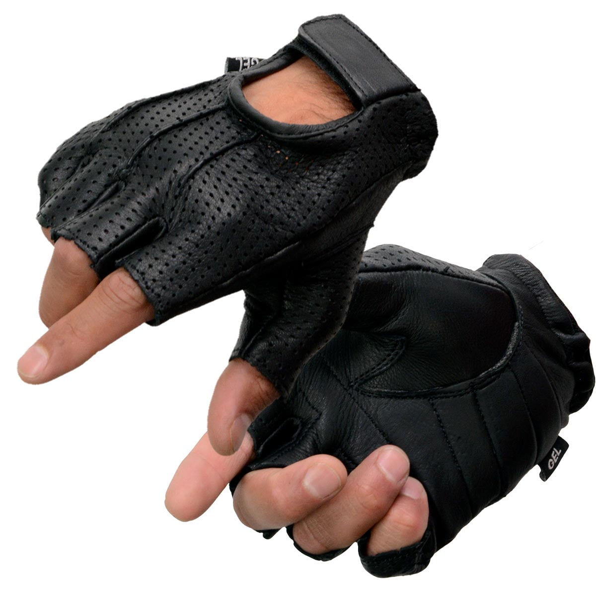Milwaukee Leather SH877 Men's Fingerless USA Deerskin Black Perforated ...
