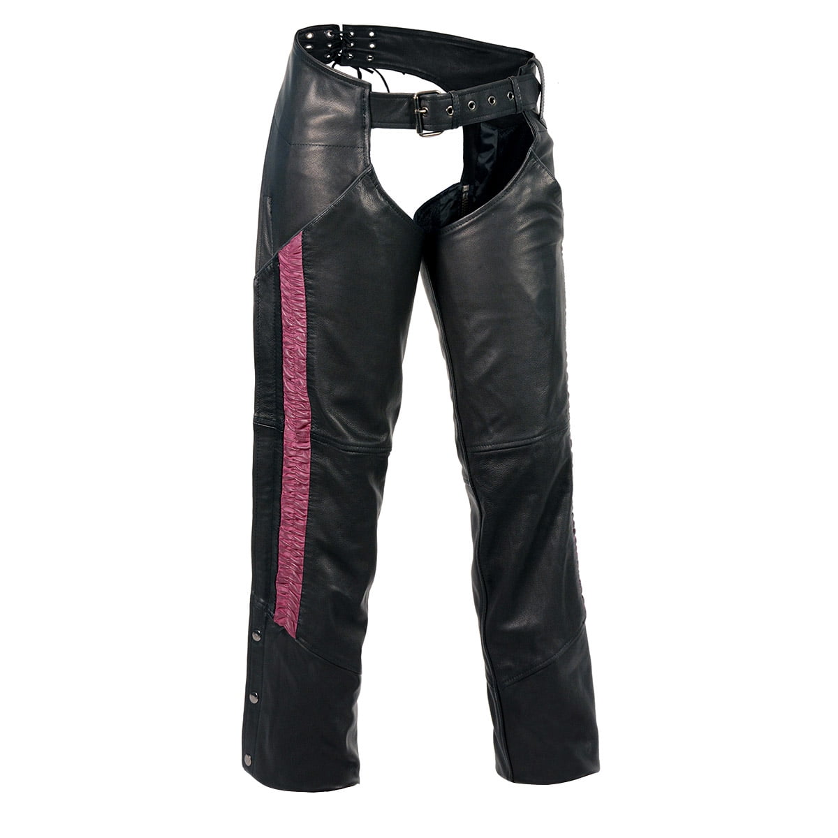 Milwaukee Leather Women's Black and Fuchsia Leather Hip Set Chaps w ...