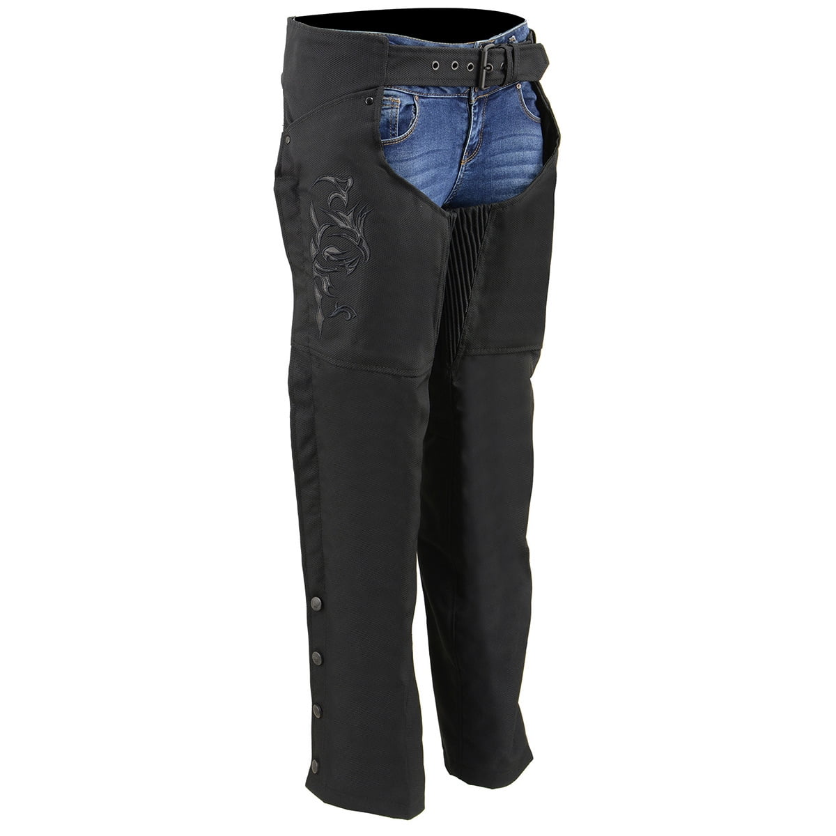 Milwaukee Leather SH1182 Women's Black Textile Motorcycle Riding Chaps ...