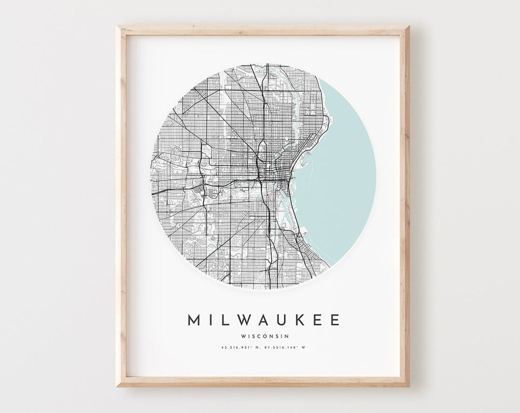 Milwaukee Map Print, Milwaukee Map Poster City Wall Art, Wi Road Map ...