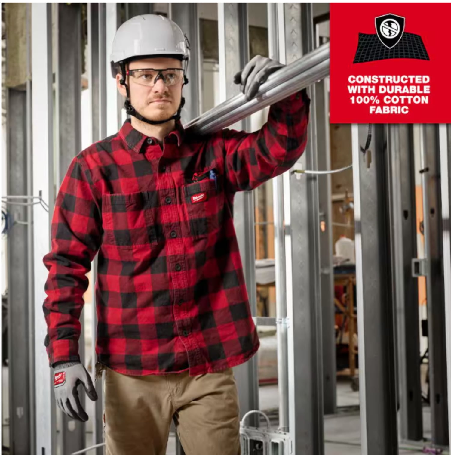 Milwaukee Men's Large Red GRIDIRON Flannel Shirt - Walmart.com