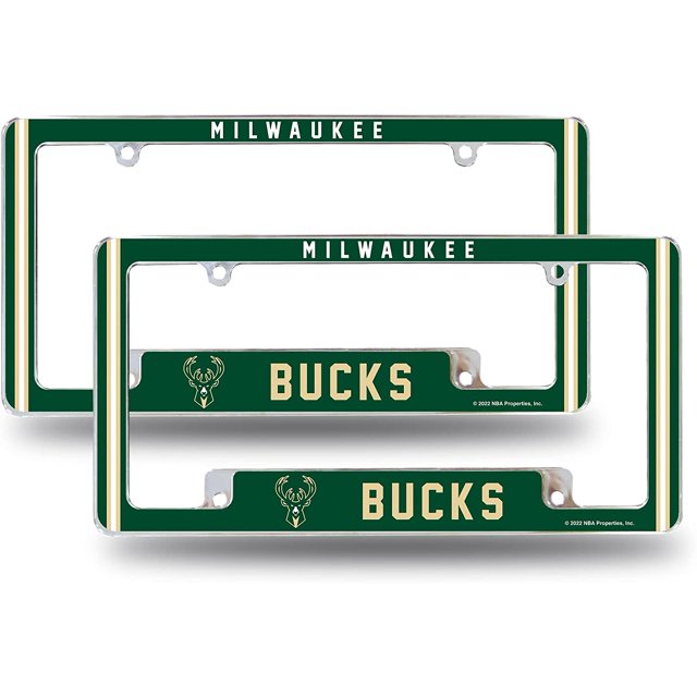 Milwaukee NBA Bucks (Set of 2) Chrome Metal License Plate Frames with ...