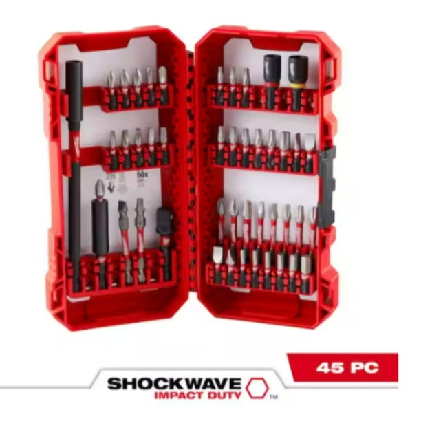Milwaukee SHOCKWAVE Impact Duty Alloy Steel Screw Driver Bit Set (45 ...