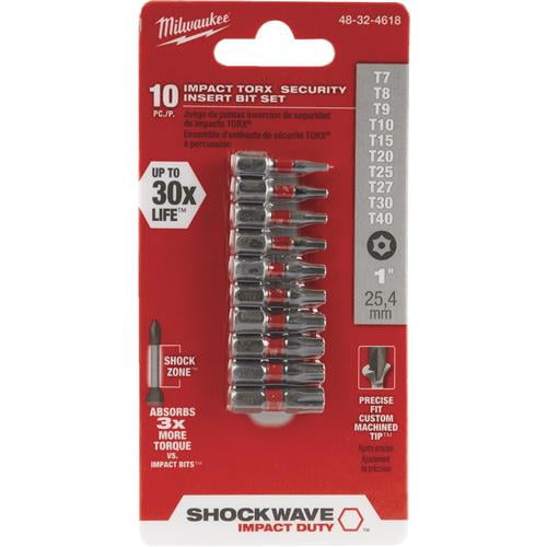 Milwaukee Shockwave 10-Piece Torx Security Insert Impact Screwdriver ...