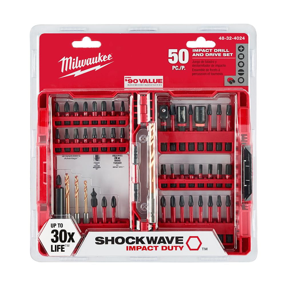 Milwaukee Shockwave 50-Piece Impact Duty Driver Bit Set with Drill ...