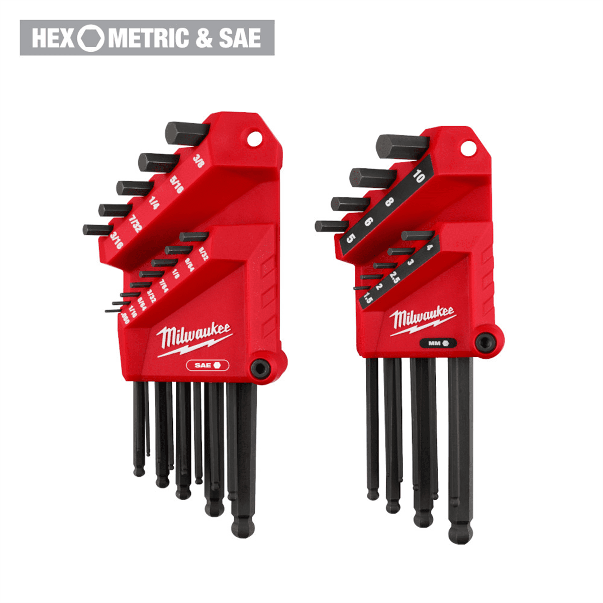 Milwaukee Tool 22-Key Ball End L-Style Hex Key Set - SAE/Metric ...