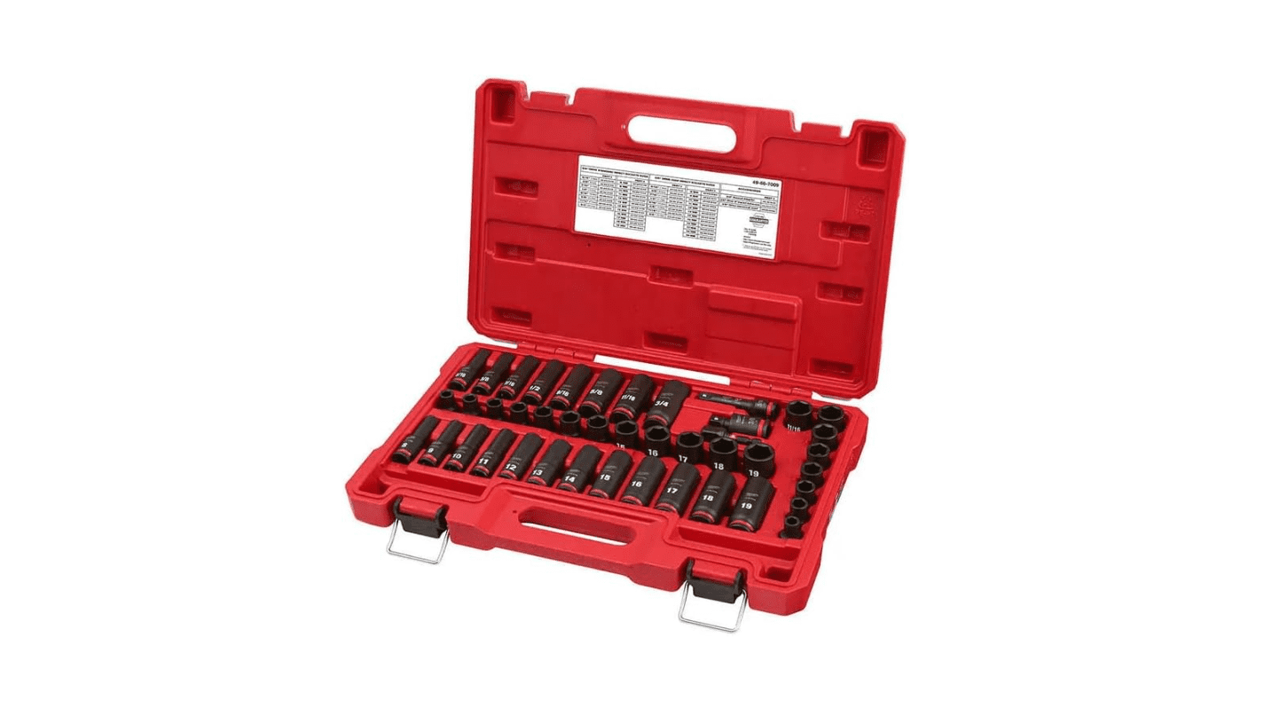 Milwaukee Tool 3/8 in Drive IMPACT SOCKET SET, Metric, SAE, 43 pc. pcs ...