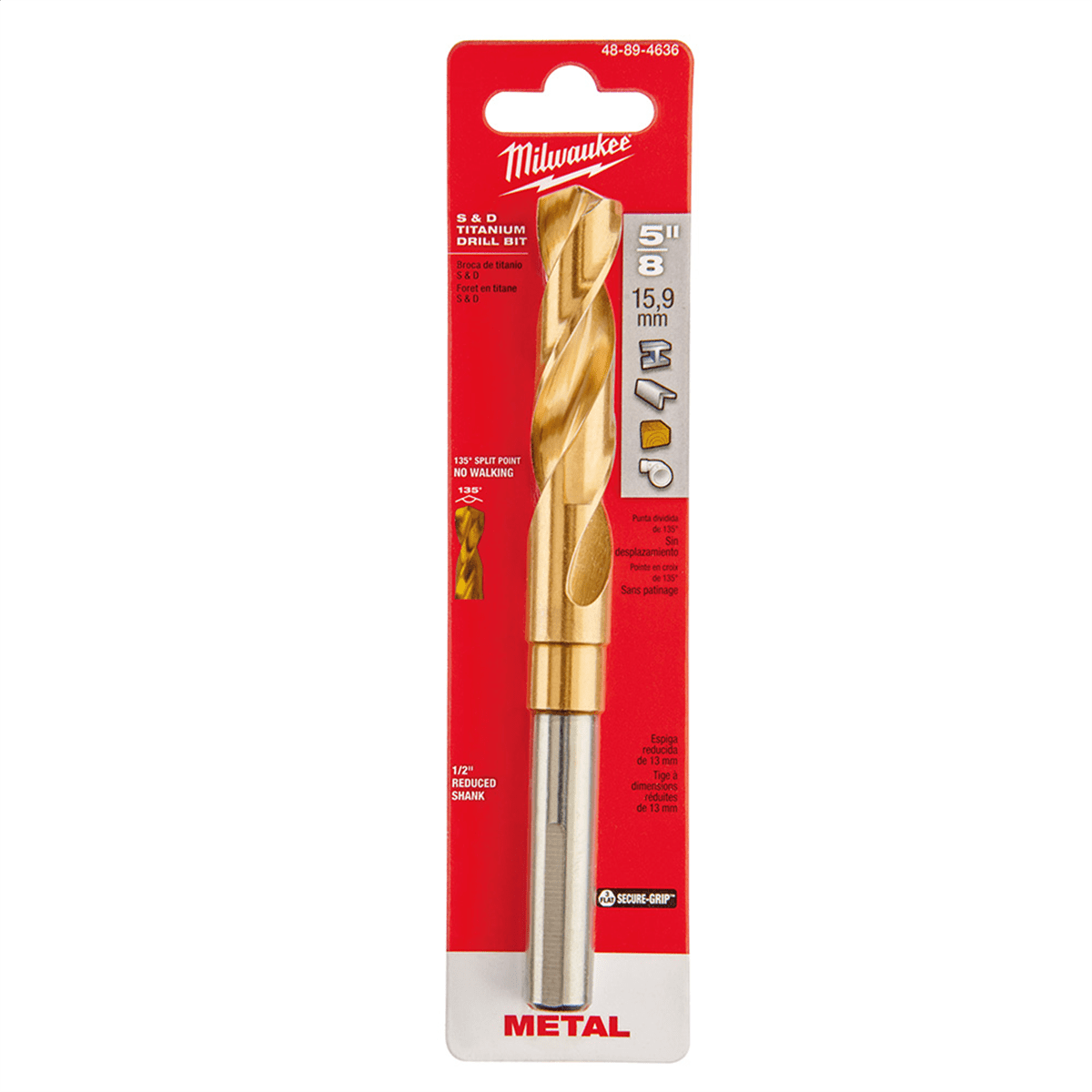 Milwaukee 5/8 in. Titanium Drill Bit-48-89-4636 with 135¬∞ Point Tip ...