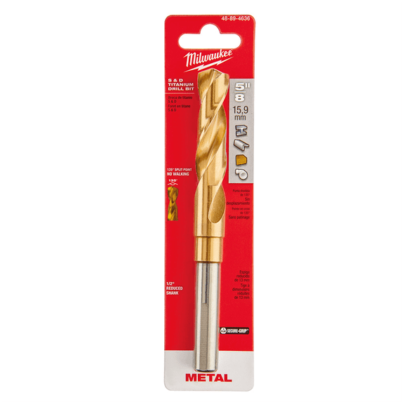 Milwaukee 5/8 in. Titanium Drill Bit-48-89-4636 with 135¬∞ Point Tip ...