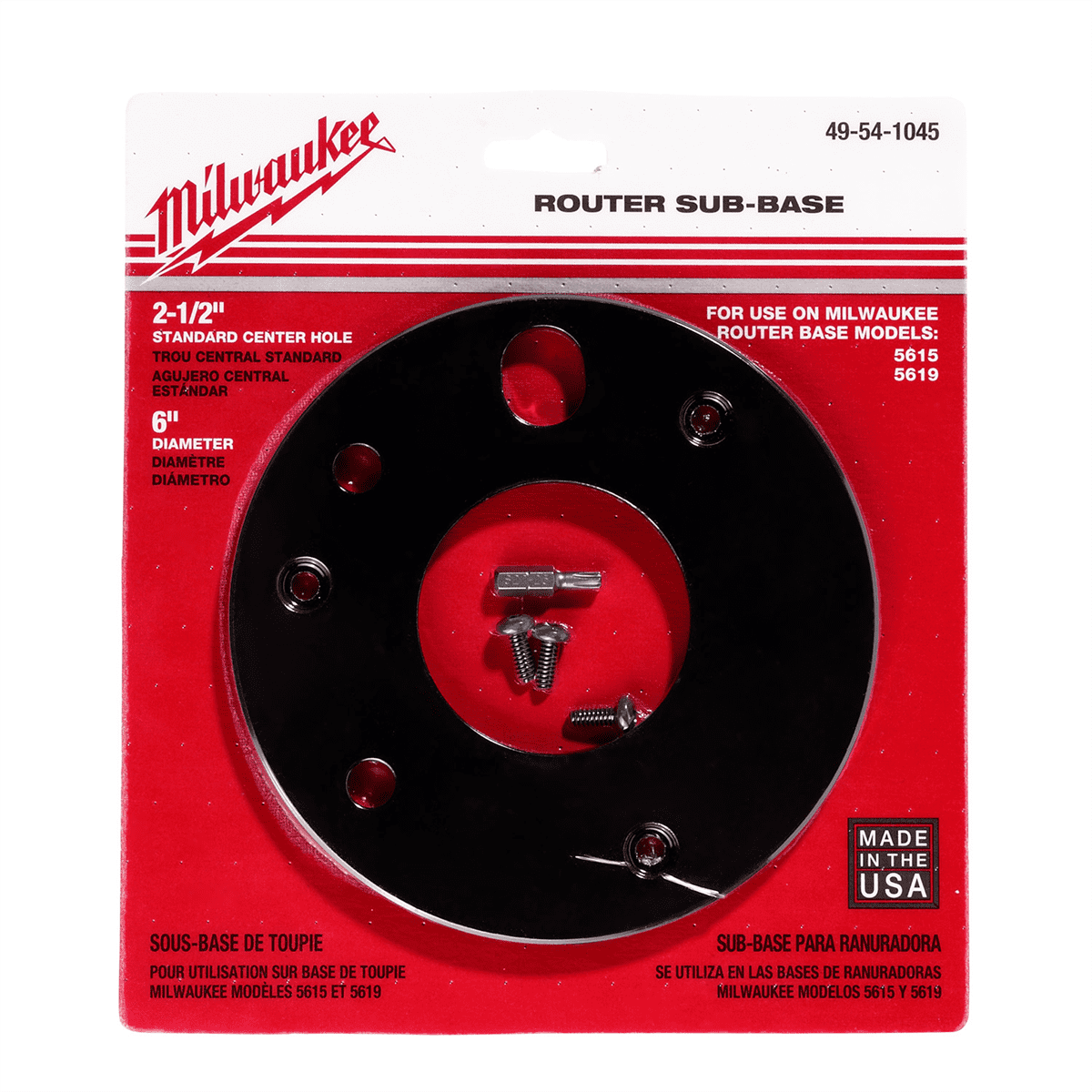 Milwaukee Tool 6" Diameter, 2-1/2" Center Hole Sub-Base - Walmart.com