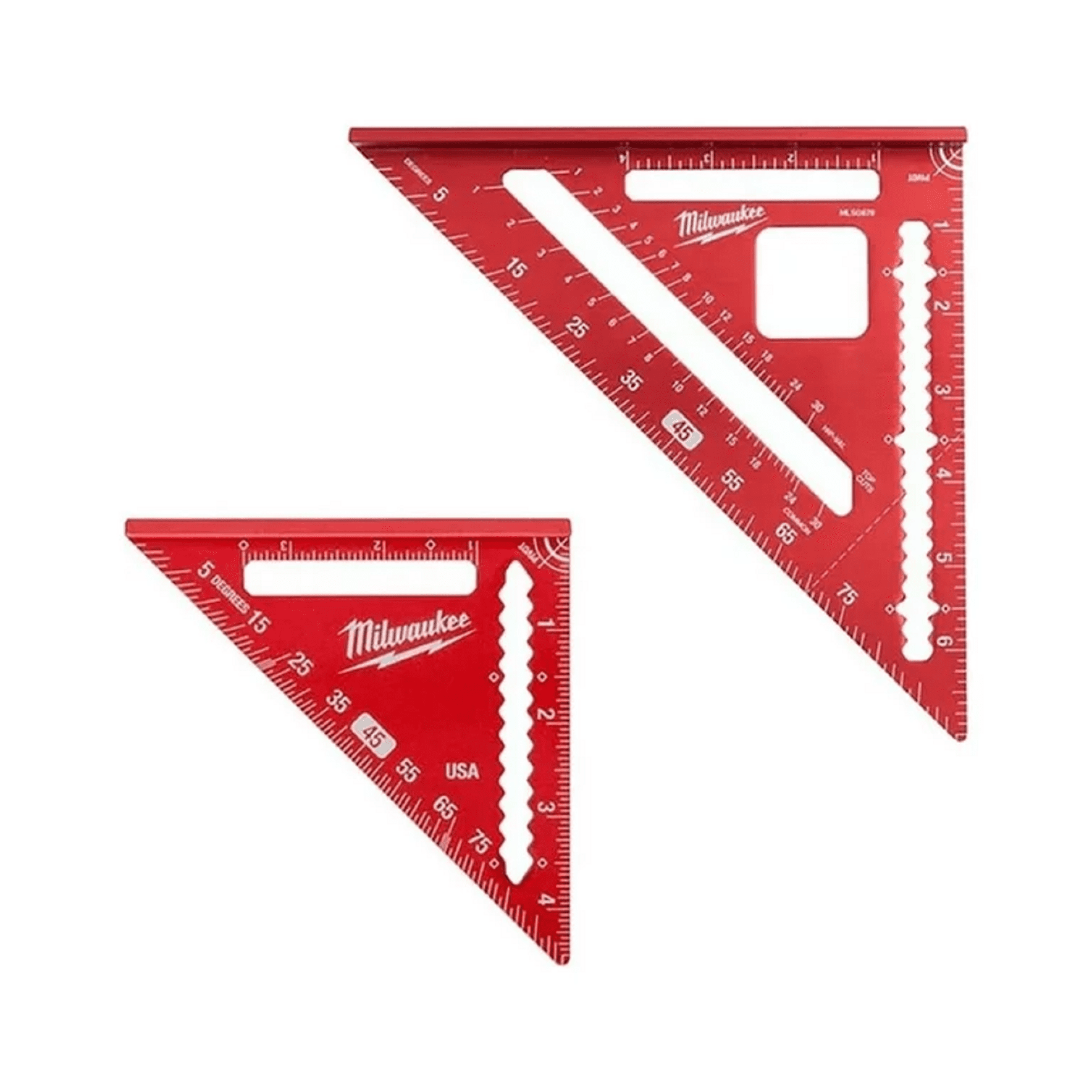 Milwaukee 7 in. Magnetic Rafter Square with 4-1/2 in. Trim Square ...