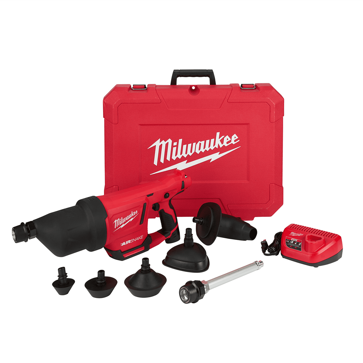 Milwaukee M12 AIRSNAKE High Pressure Drain Cleaning Air Gun Kit with ...
