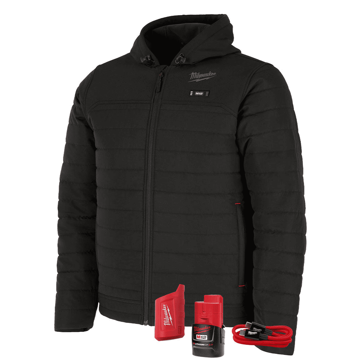 Milwaukee Tool M12 Heated Axis Hooded Jacket Kit with Hexon Heat Technology, 2X - Black ...