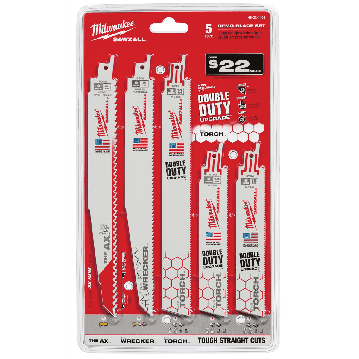 Milwaukee Tool SAWZALL Demolition Blade Set - 5PC - Walmart.com