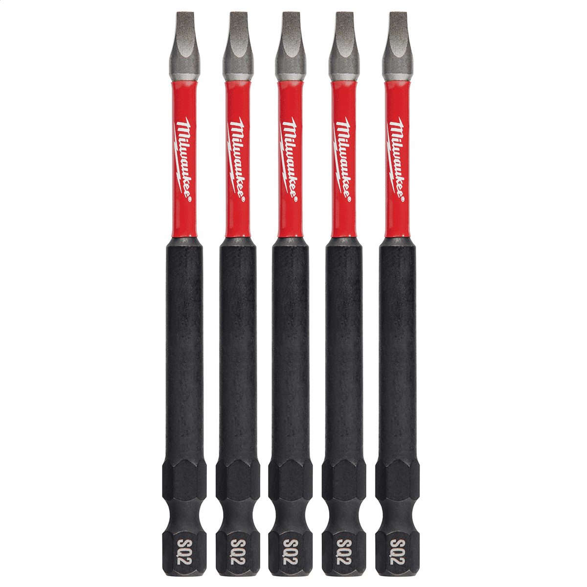 Milwaukee Tool SHOCKWAVE 3-1/2" Impact Square Recess #2 Power Bits (5 ...