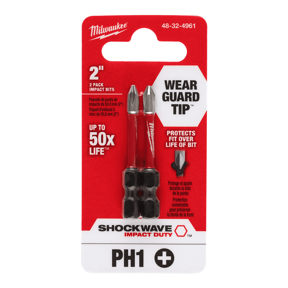 Milwaukee Tool SHOCKWAVE Impact Duty 2" PH1 Bit 2PK - Walmart.com