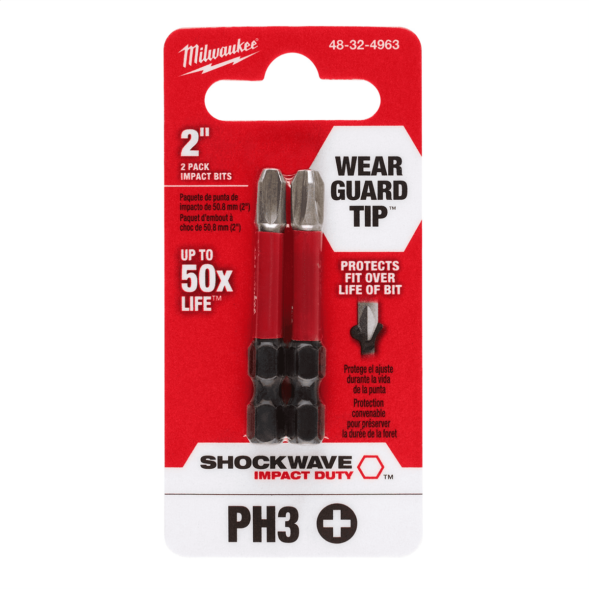 Milwaukee Tool SHOCKWAVE Impact Duty 2" PH3 Bit 2PK - Walmart.com